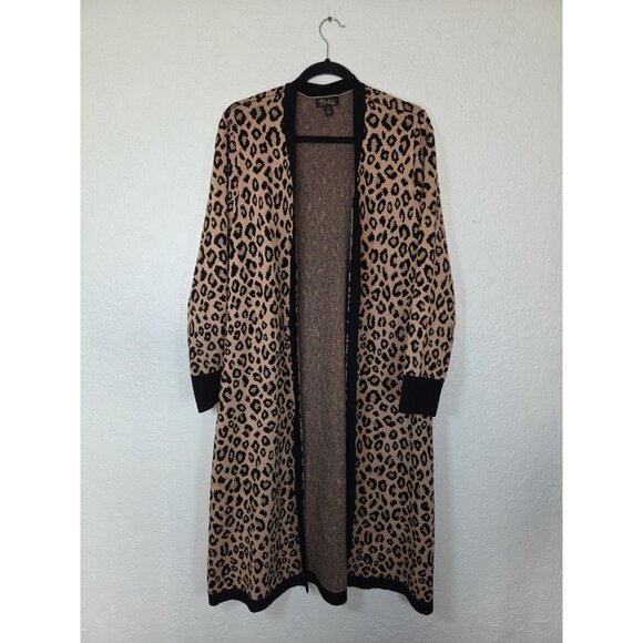 Thalia Sodi | Sweaters | Thalia Sodi Leopard Print Open Front Long Line ...